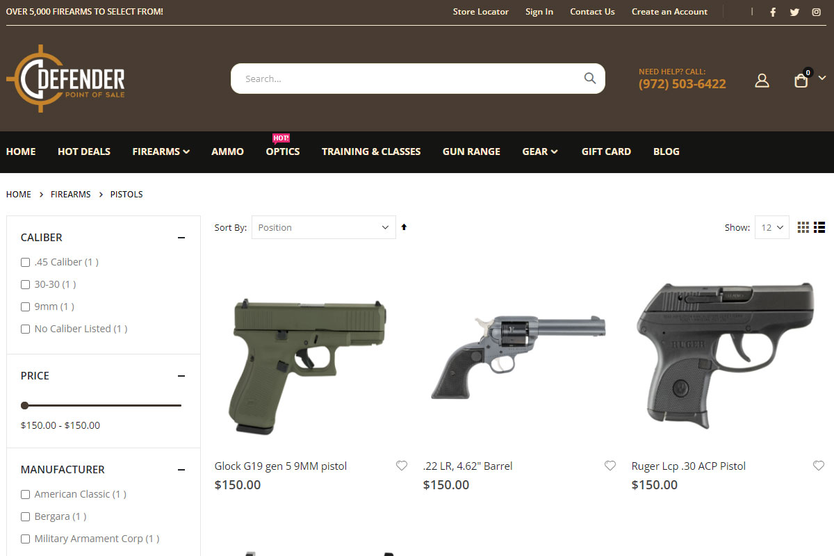 eCommerce Website – Defender POS – Firearms Point of Sale Business ...